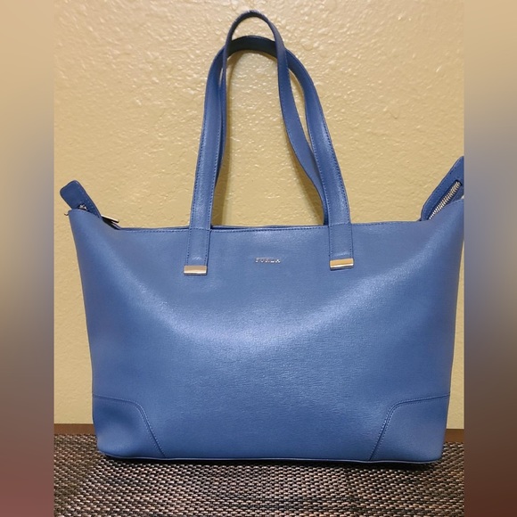 Furla | Bags | Large Blue Furla Tote Bag | Poshmark